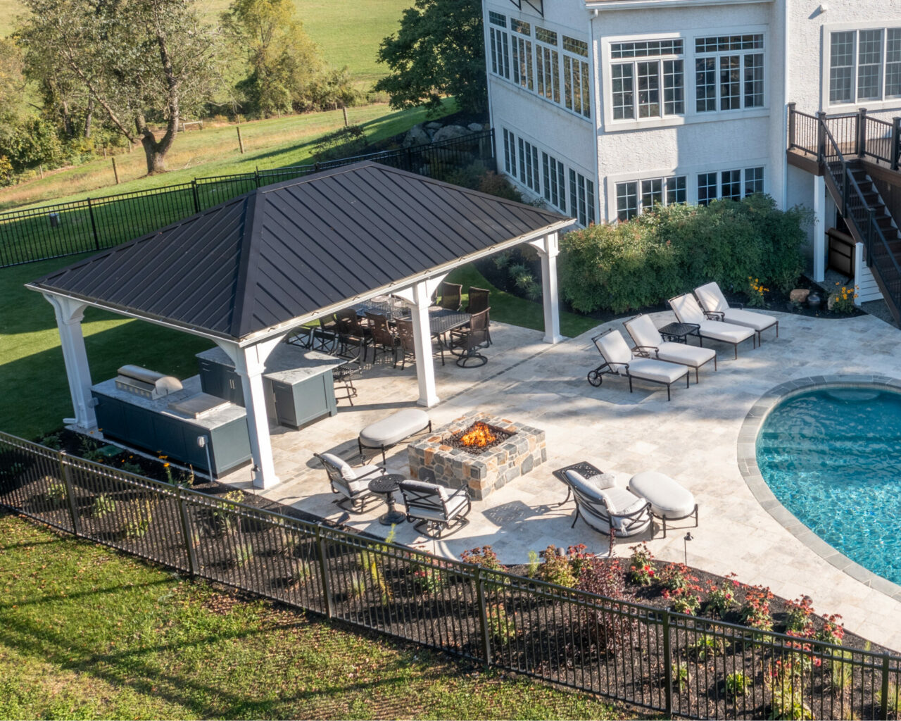 Custom Travertine Pool Patio, Pavilion, Outdoor Kitchen and More ...
